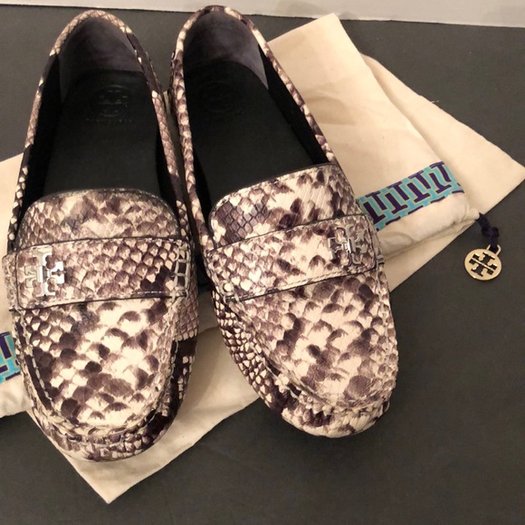 Tory Burch | Shoes | New Tory Burch Snake Embossed Leather Loafers 75 ...